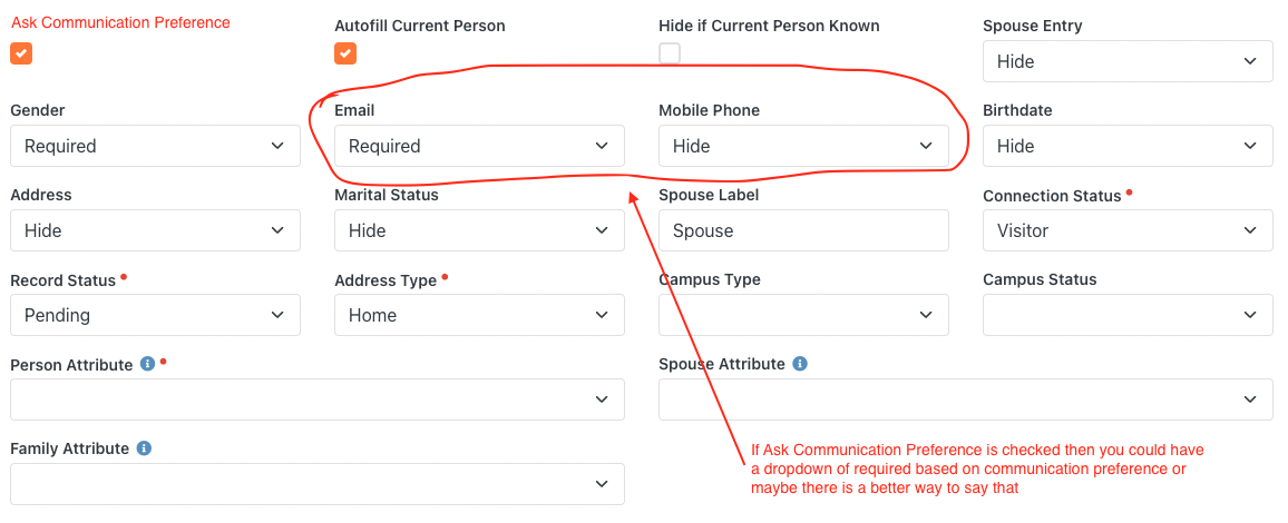 Allow a choice of required contact method on Person Entry based on ...